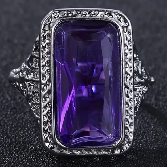 Jewelry | Majestic Rectangular Amethyst Purple Ring | Poshmark